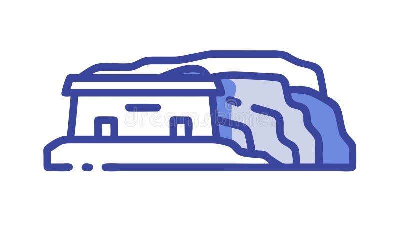 Stylized Waterfall and Cliff Landscape Icon Vector Design Vector Design ...