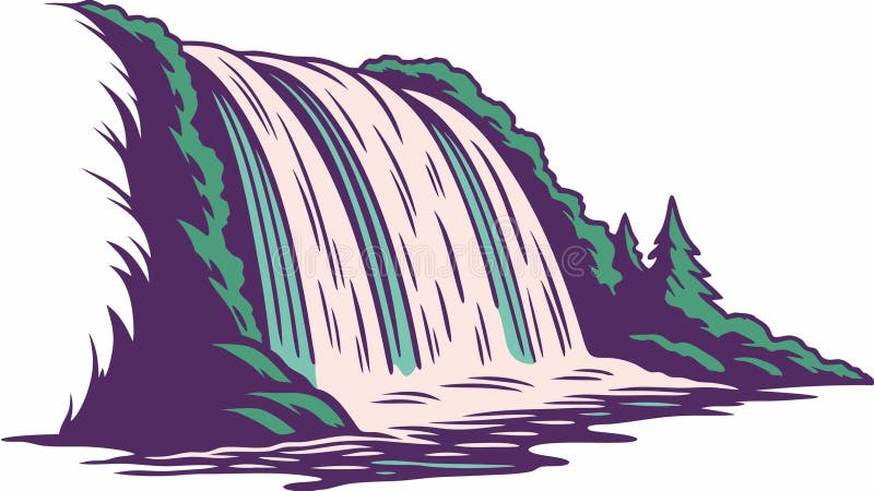 Stylized Waterfall Landscape Vector Art, Vector Design Generative AI ...