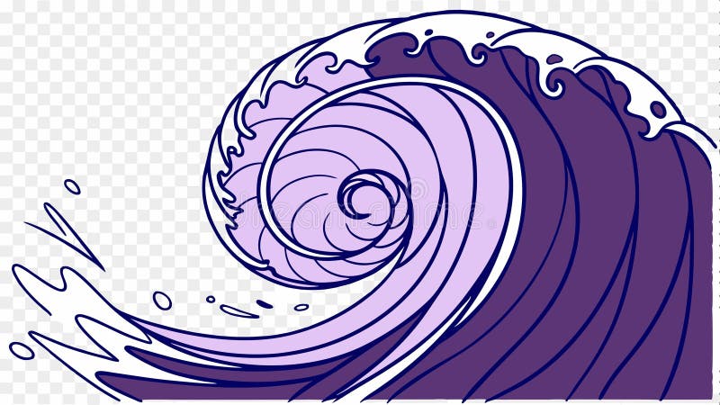 Stylized Wave Design Art, Abstract Ocean Surf Motion Vector Design ...