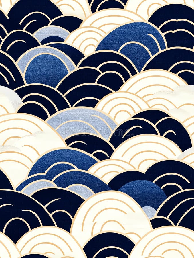 Seamless Japanese Wave Pattern in Navy and White Create a Serene Design ...