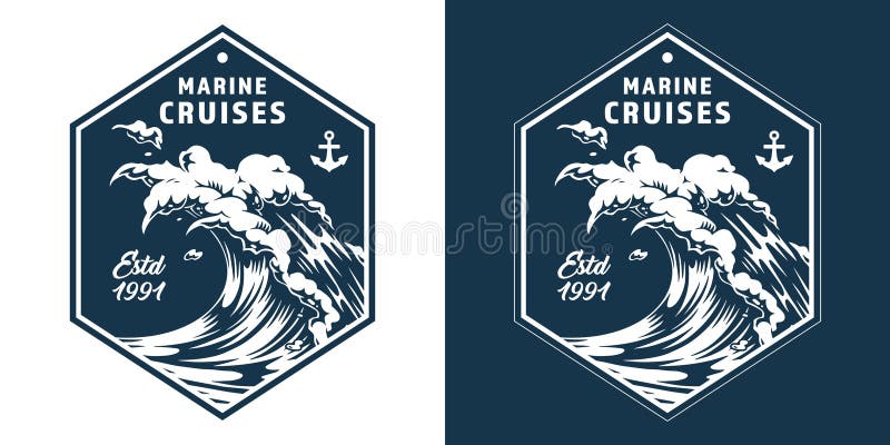 Stylized Waves Logo for Marine Cruises Stock Illustration ...