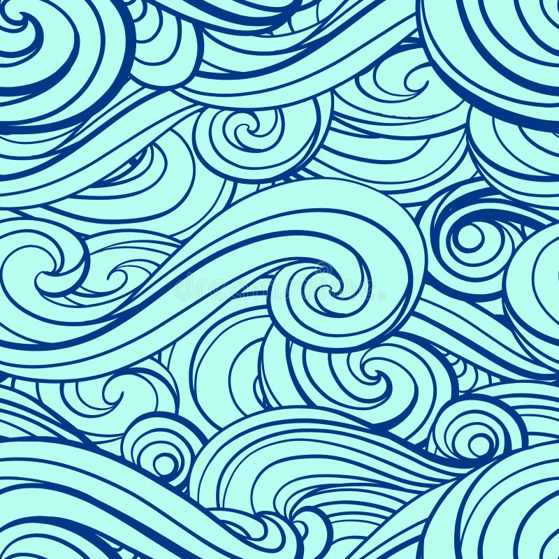 Stylized Waves Seamless Pattern Stock Vector - Illustration of spume ...