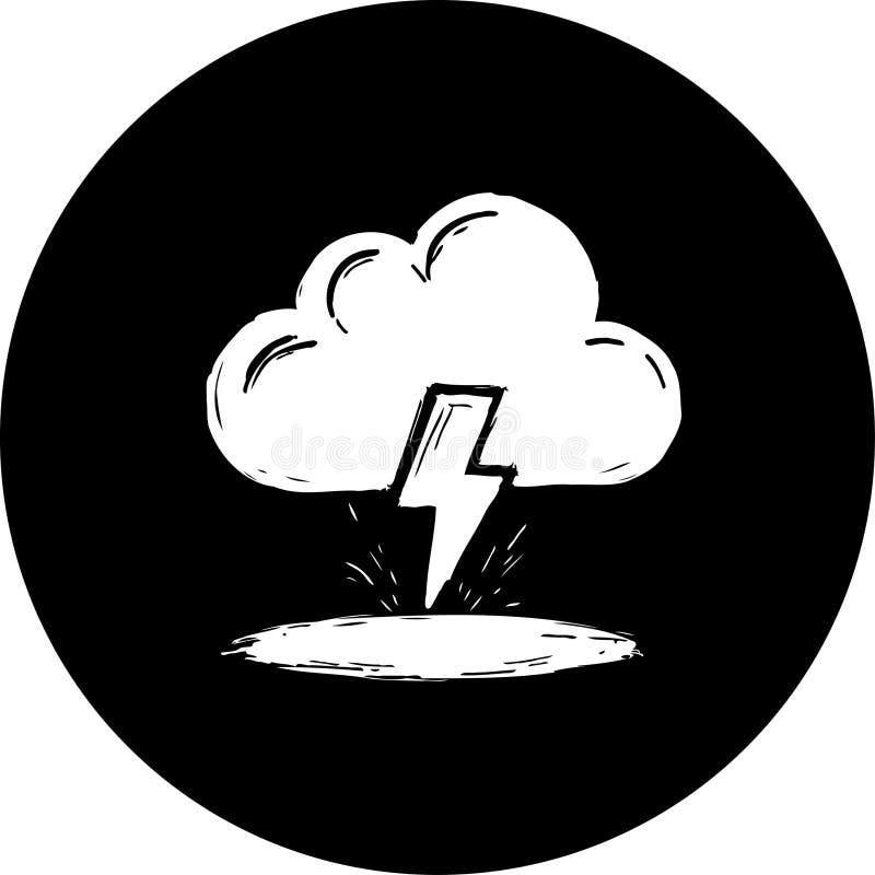Stylized Weather Illustration Depicting Storm Cloud with Lightning ...