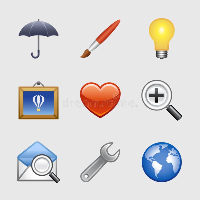 Stylized web icons, set 07 stock vector. Illustration of design - 7695124