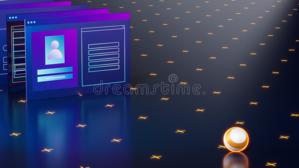 Stylized Web Pages and Interfaces. Business and Technology Theme 3d ...