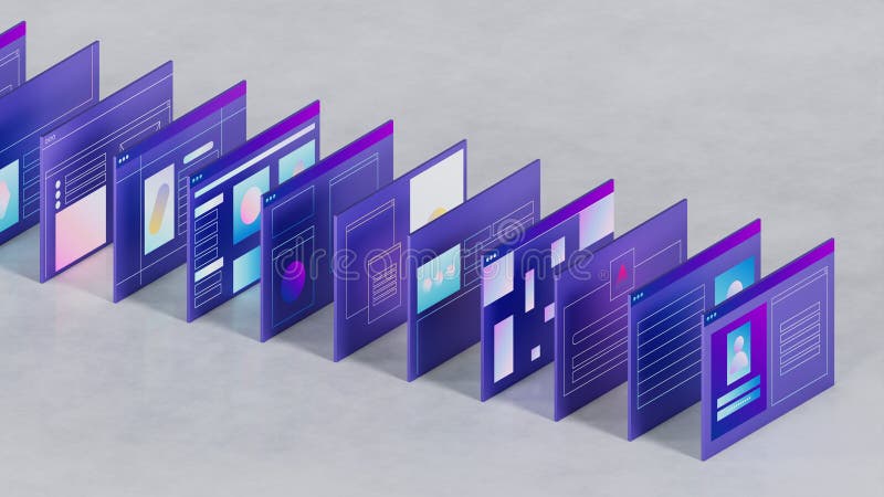 Stylized Web Pages and Interfaces. Business and Technology Theme 3d ...