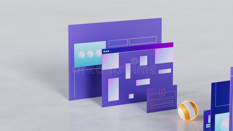 Stylized Web Pages and Interfaces. Business and Technology Theme 3d ...