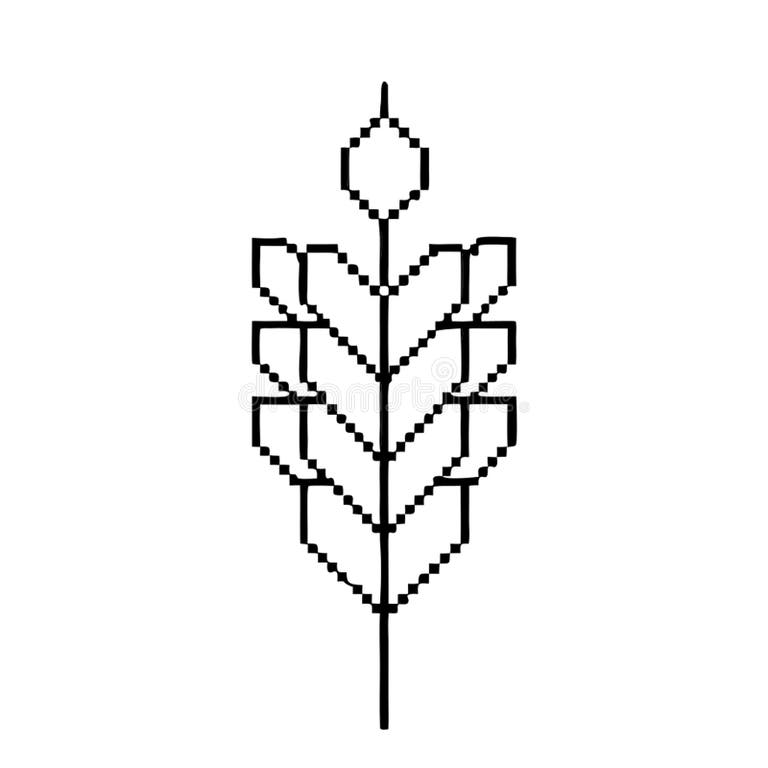 Stylized Wheat Illustration with Geometric Shapes on a Plain Background ...