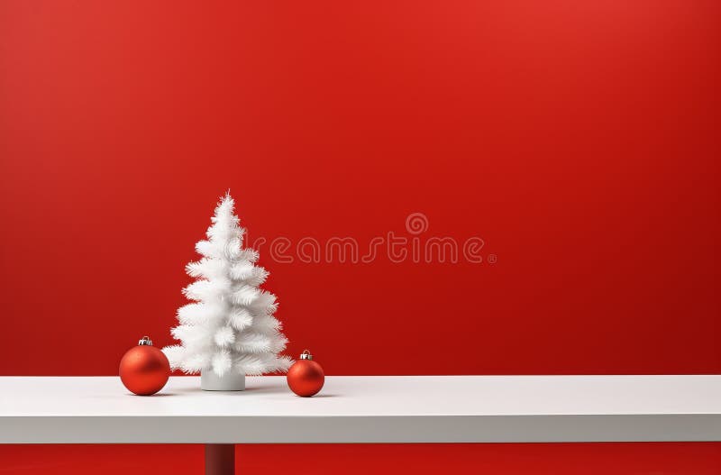 Stylized White Christmas Tree on Red Stock Illustration - Illustration ...