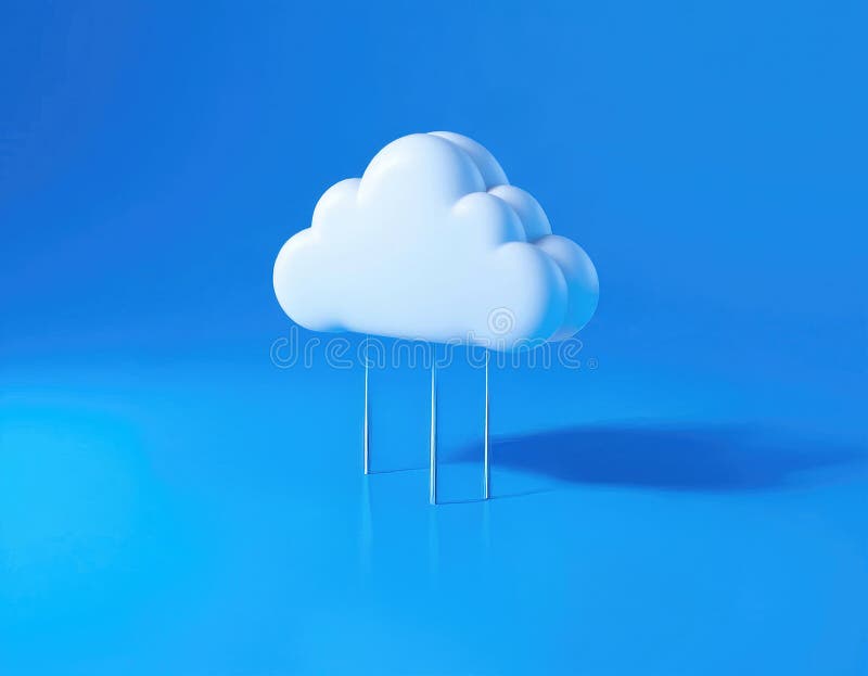 Stylized White Cloud on Blue Background Representing Rainfall or Data ...