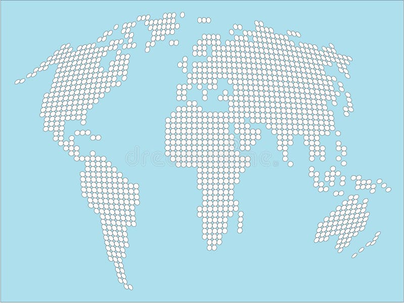 Stylized White Dotted World Map Stock Vector - Illustration of soft ...