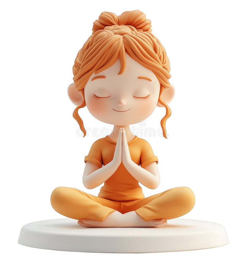 Stylized White Figure Practicing Meditation, Sitting in Lotus Position ...
