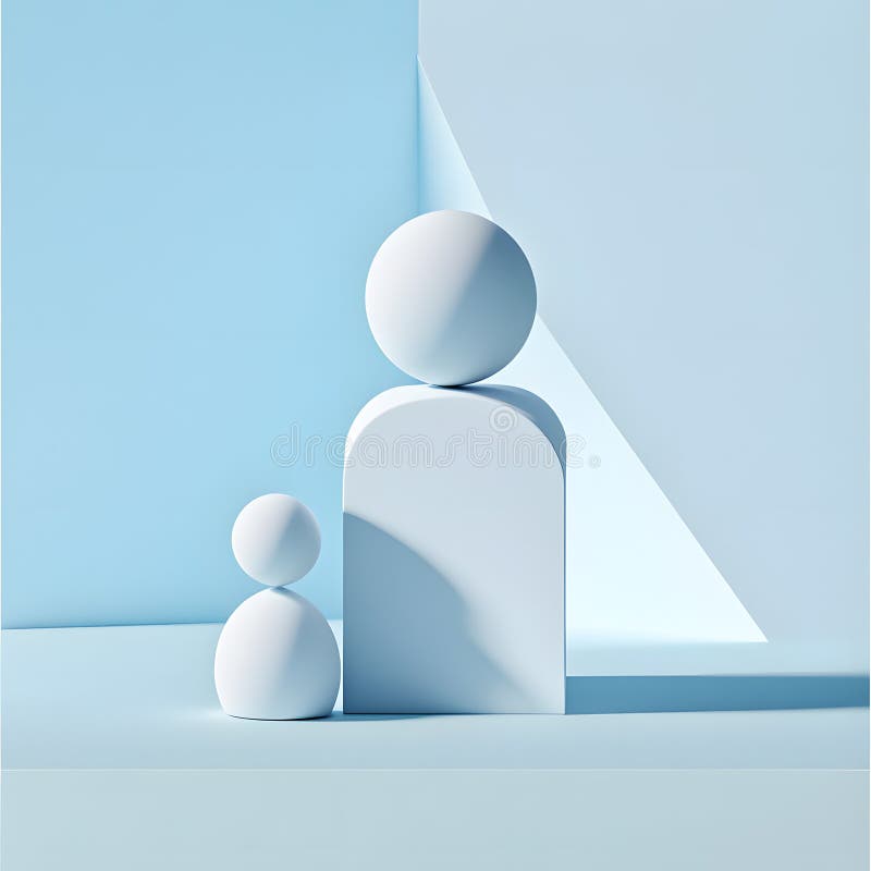Stylized White Figures Against a Soft Blue Backdrop Stock Illustration ...