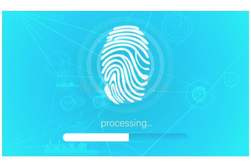 Stylized White Fingerprint Icon is Loading on Flat UI Interface with ...