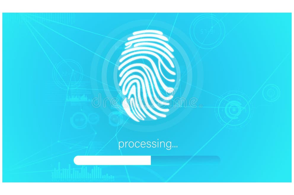 Stylized White Fingerprint Icon is Loading on Flat UI Interface with ...