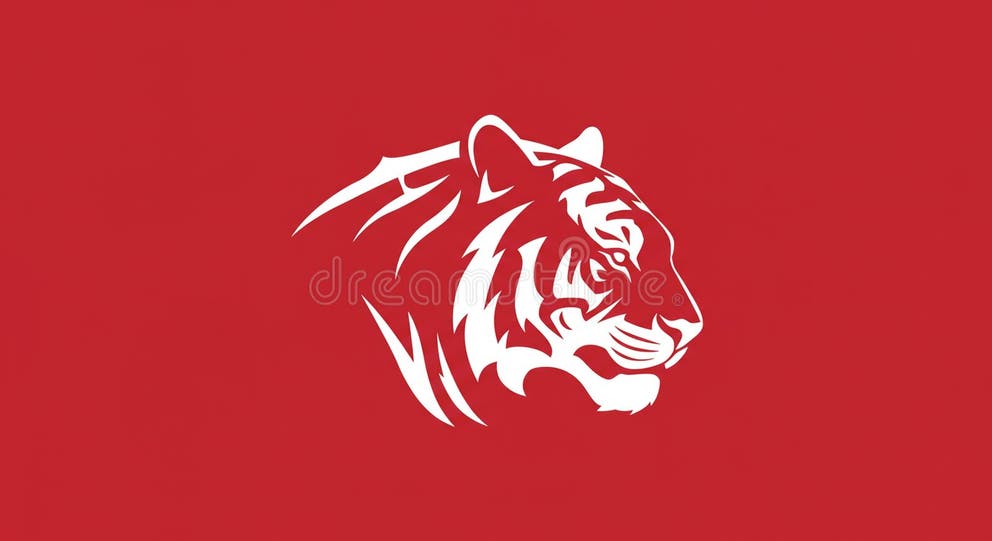 Stylized White Tiger Head Profile Created in Negative Space Against a ...