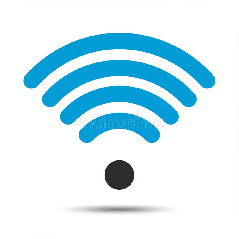 Stylized Wi-Fi Symbol Featuring Three Blue Curved Lines Radiating ...