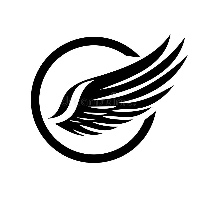 Stylized Wing Logo Featuring a Circular Design with Flowing Lines ...