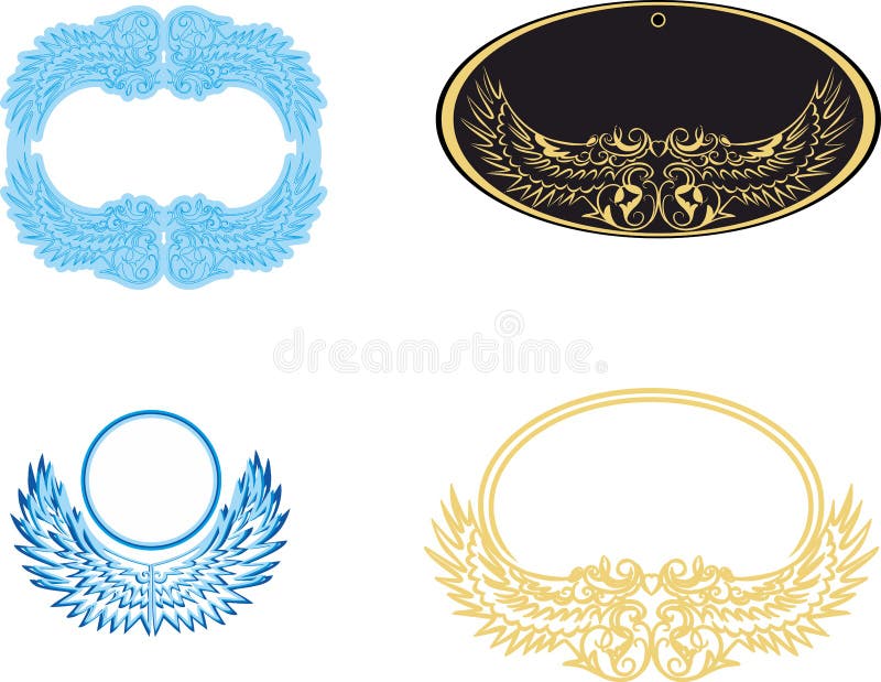 Stylized Wings White and Gold Frame. Frame for the Photo. Vintage Frame ...