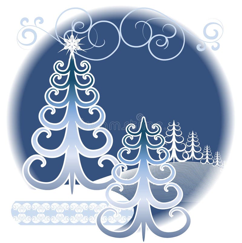 Swirly Winter Tree stock vector. Illustration of poster - 5565458
