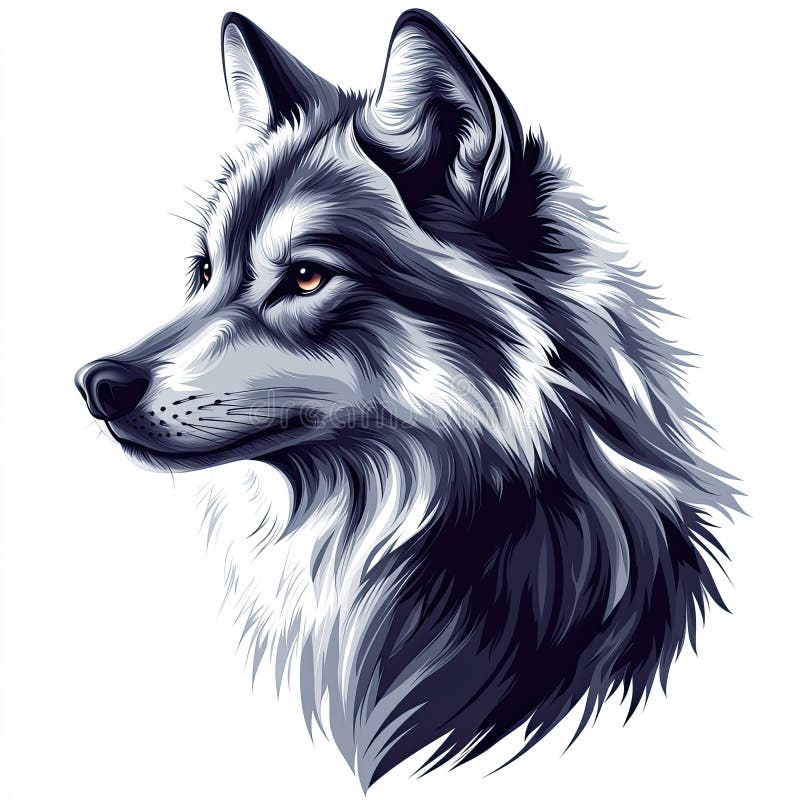 Stylized Wolf with Blue Shadows. Stock Illustration - Illustration of ...