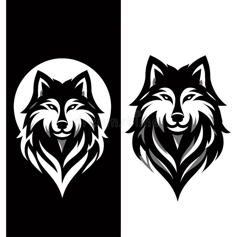 Stylized Wolf Head Illustration, Black and White Vector Art, Versatile ...