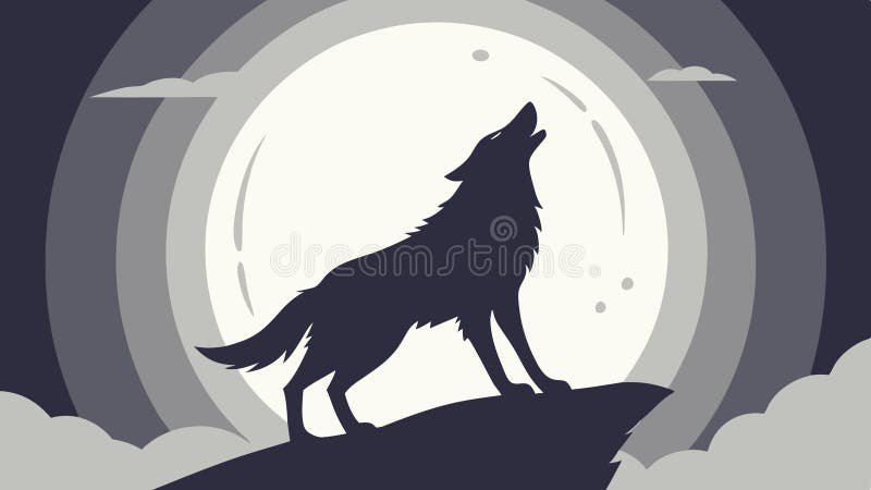 Stylized Wolf Howling at Moon, Artistic Wilderness, Vector Design ...