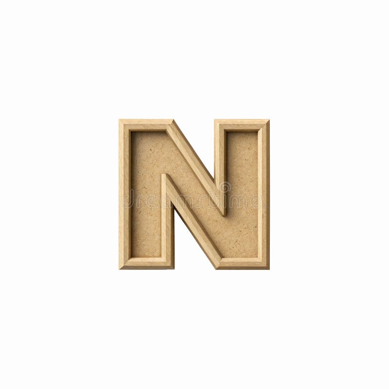 Stylized Wooden Letter N with Layered Texture on Transparent Background ...