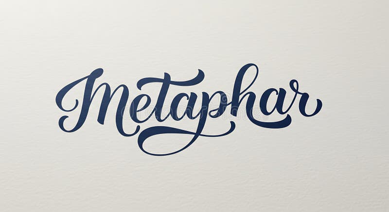 Stylized Word "Metaphar" in Elegant, Flowing Script. Dark Blue Letters ...