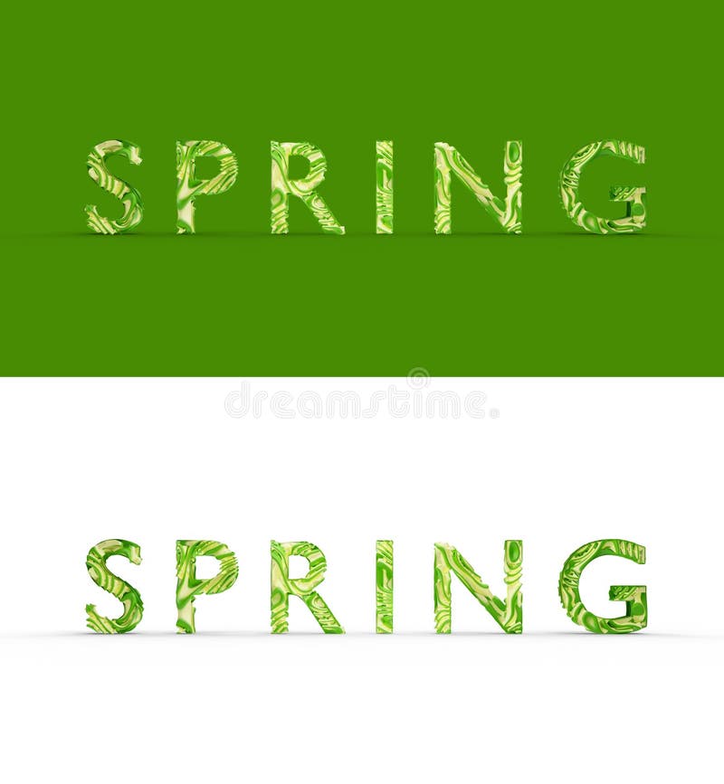 Stylized Word Text Spring, Abstract Good Texture, There is a Shadow ...