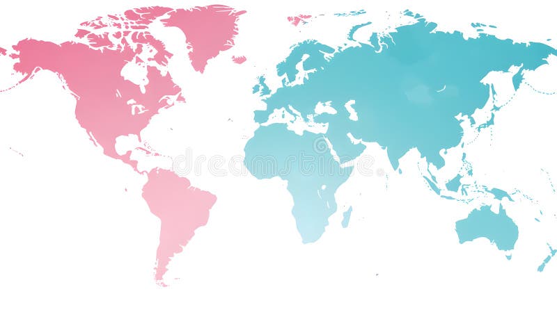Stylized World Map Blending Pink and Blue Hues Stock Illustration ...