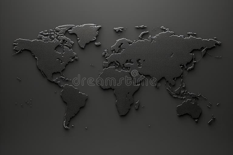 Stylized World Map Design on a Dark Gray Background Showcasing ...