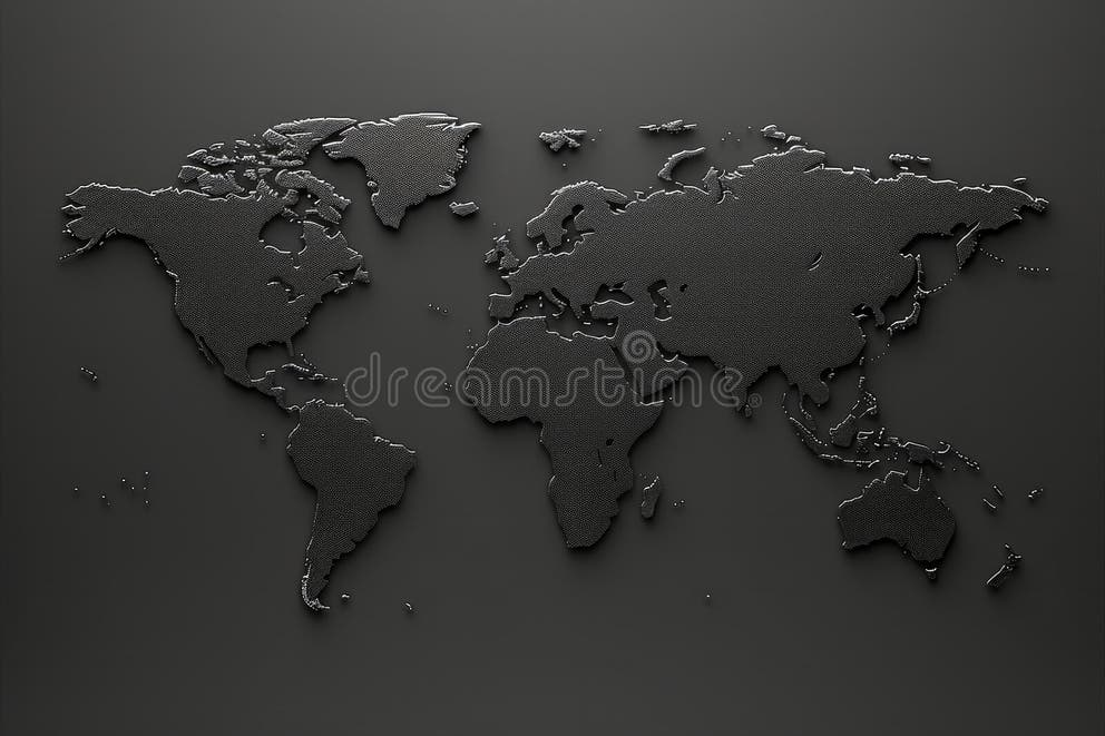 Stylized World Map Design on a Dark Gray Background Showcasing ...