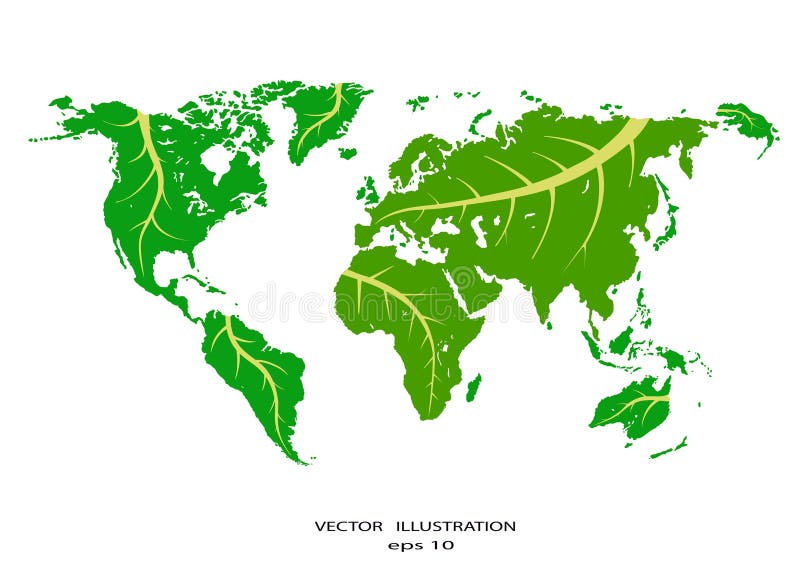 Stylized World Map with Eco Info Graphic Elements. Stock Vector ...