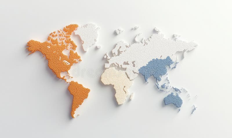 Stylized World Map Featuring Distinct Colors To Represent Different ...