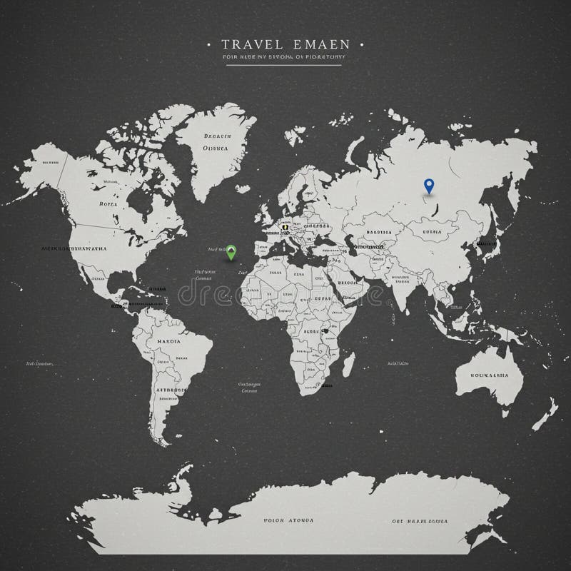 Map Of The World Black And White Labeled Continents