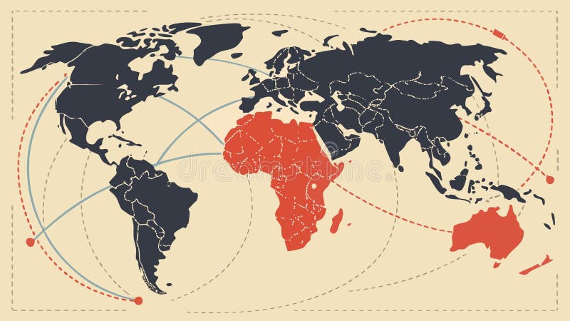 Stylized World Map Global Connections, Vector Design Generative AI ...