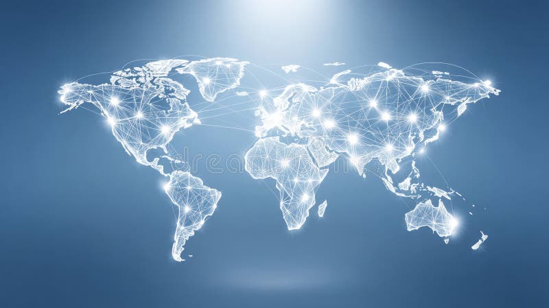 Global Network Map Showcasing Digital Connections, Illustrating ...