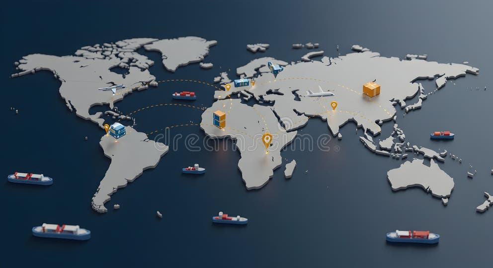 Global Supply Chain Network Visualization Showcasing Logistics and ...