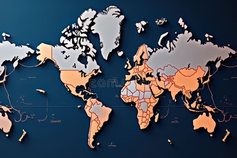 Stylized World Map stock illustration. Illustration of modern - 366574507