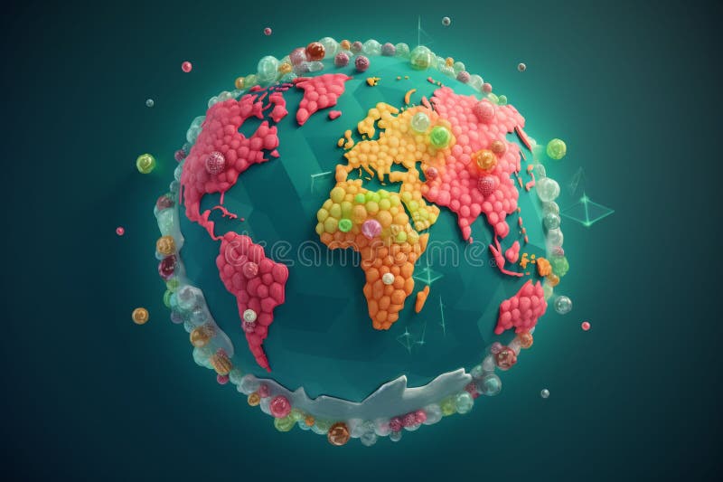 Stylized World Map Made of Colorful Stock Illustration - Illustration ...