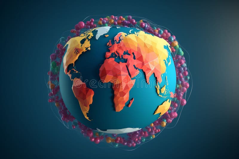 Stylized World Map Made of Colorful Stock Illustration - Illustration ...