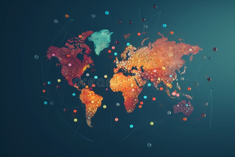 Stylized World Map Made of Colorful Stock Illustration - Illustration ...