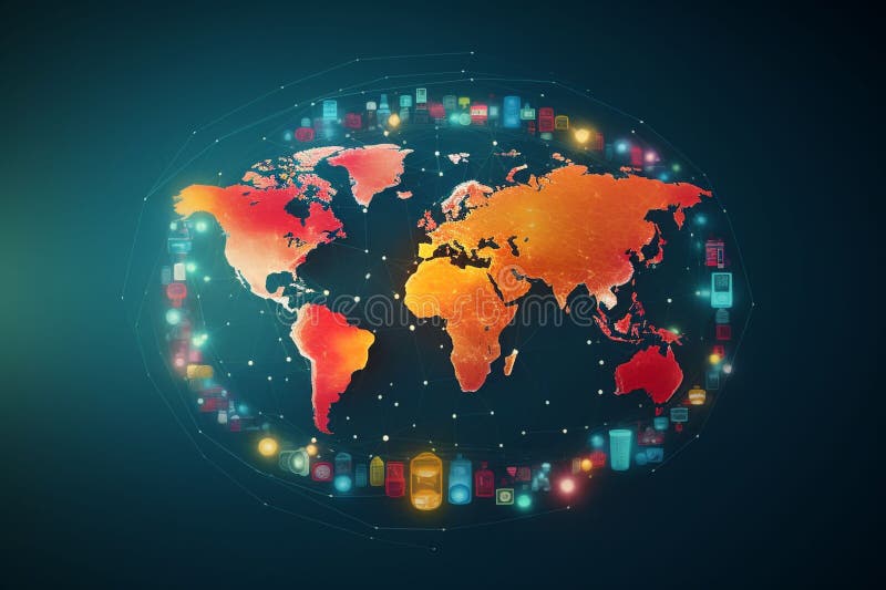 Stylized World Map Made of Colorful Stock Illustration - Illustration ...