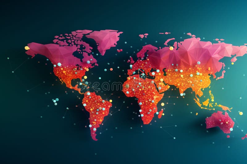 Stylized World Map Made of Colorful Stock Illustration - Illustration ...