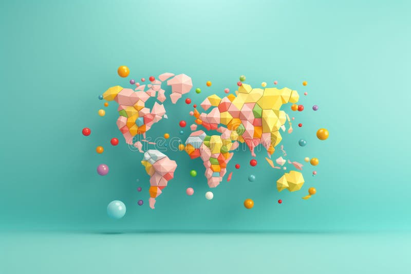 Stylized World Map Made of Colorful Stock Illustration - Illustration ...
