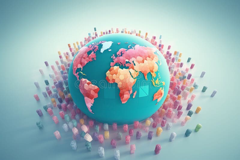 Stylized World Map Made of Colorful Stock Illustration - Illustration ...