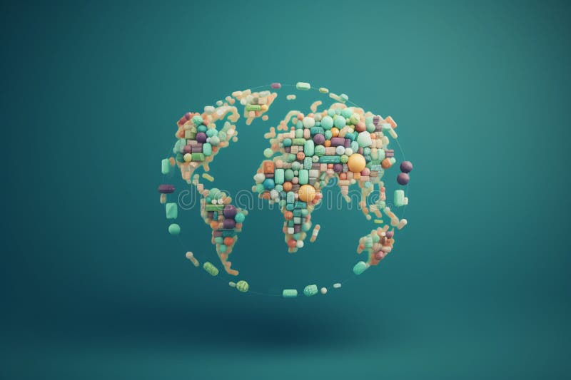 Stylized World Map Made of Colorful Stock Illustration - Illustration ...