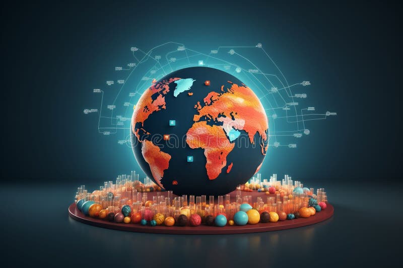 Stylized World Map Made of Colorful Stock Illustration - Illustration ...