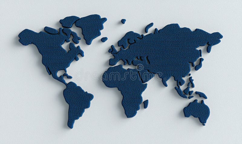 Stylized World Map in Navy Blue on a Light Background Stock ...